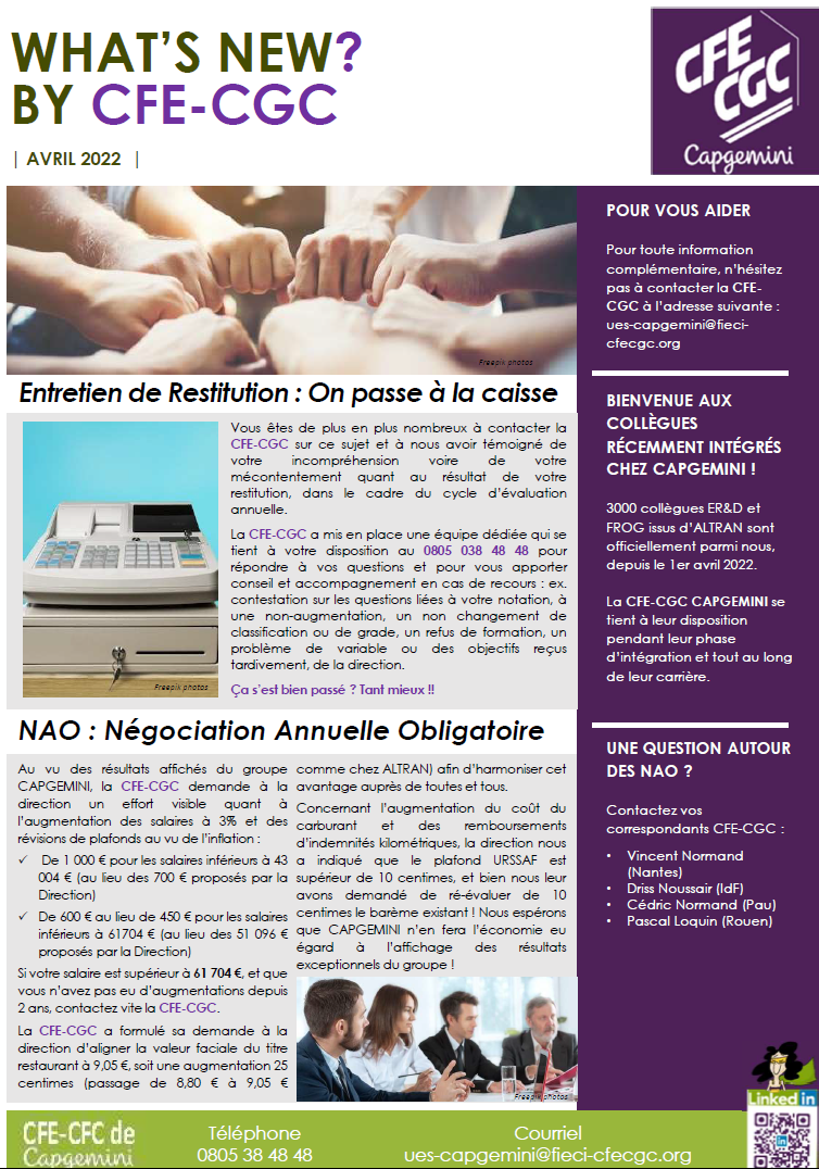 What’s New By CFE-CGC – Avril 2022 – CFE-CGC CAPGEMINI
